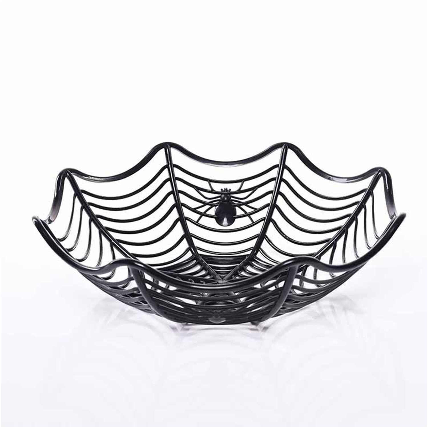 Halloween Basket Bowls Spider Web Countertop Fruit Bowl Plastic Baskets Decoration Halloween Ornament Gift Orange Purple Black 29*29*8cm 80g 1pcs for Indoor Outdoor Halloween Party Festivals Decor Food Home Restaurant Bar