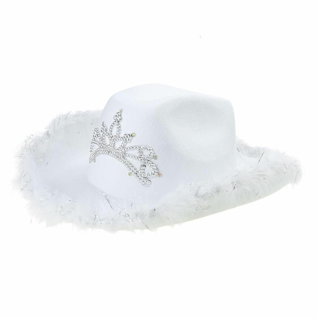 Ковбойская шляпа в западном стиле с короной, Белый