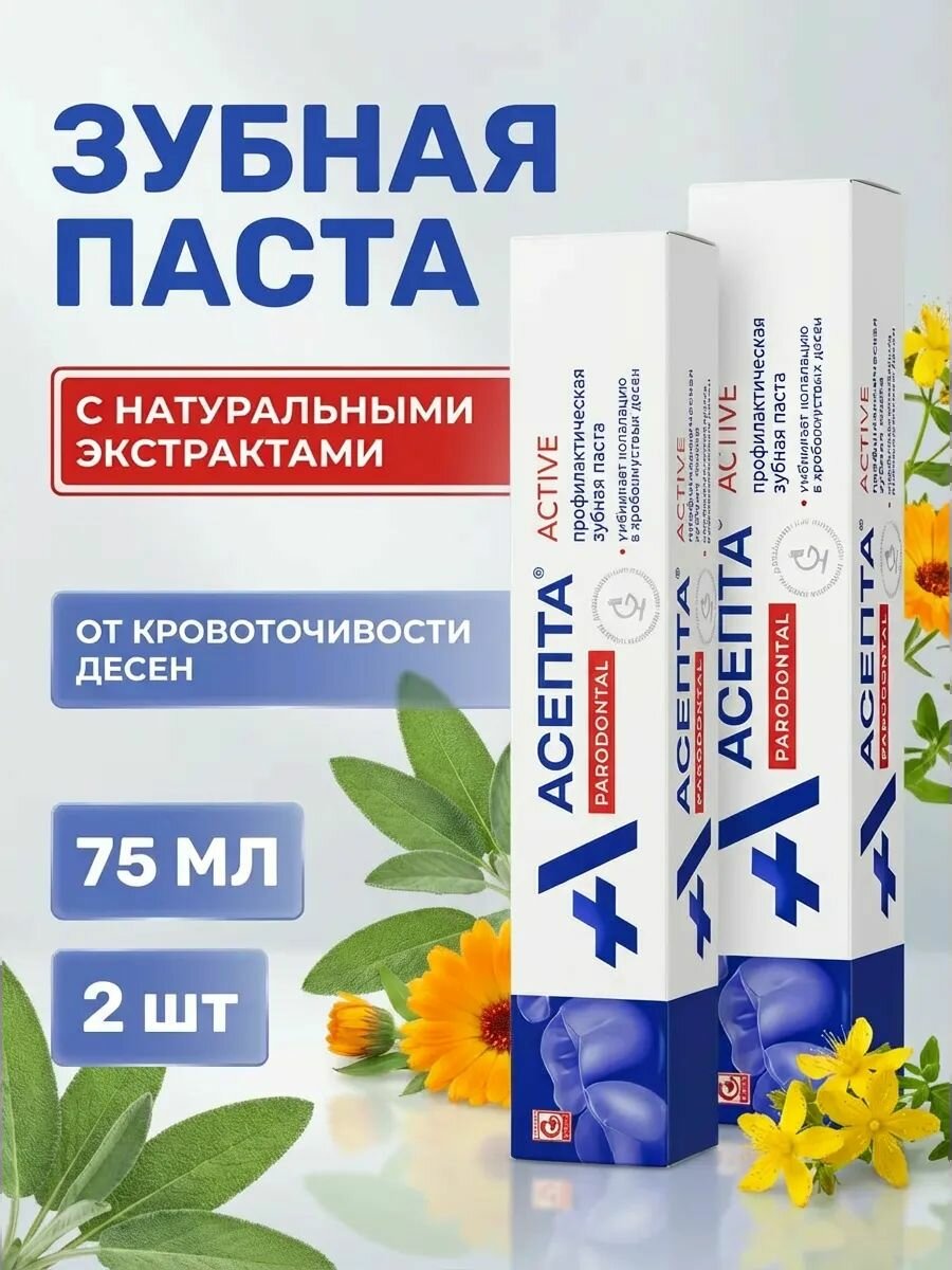 (2шт) Зубная паста parodontal Active, профилактика здоровья зубов и десен, 75 мл