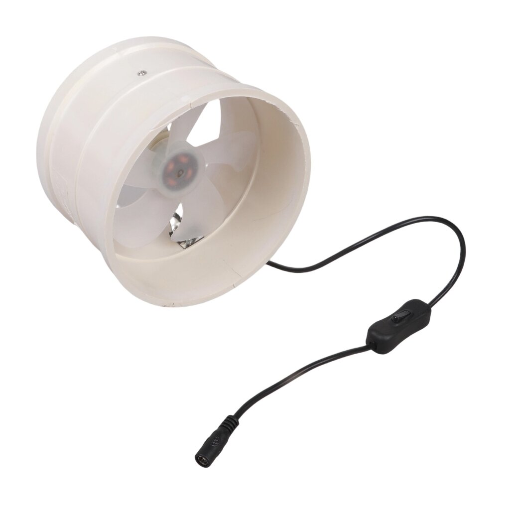 Канальный вентилятор из ПВХ диаметром 160 мм 12 В 6 Вт для эффективной вентиляции на кухне, в ванной комнате