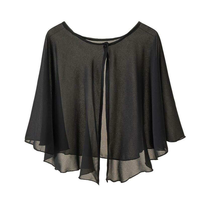 Женский шарф-пончо из шифона, Черный