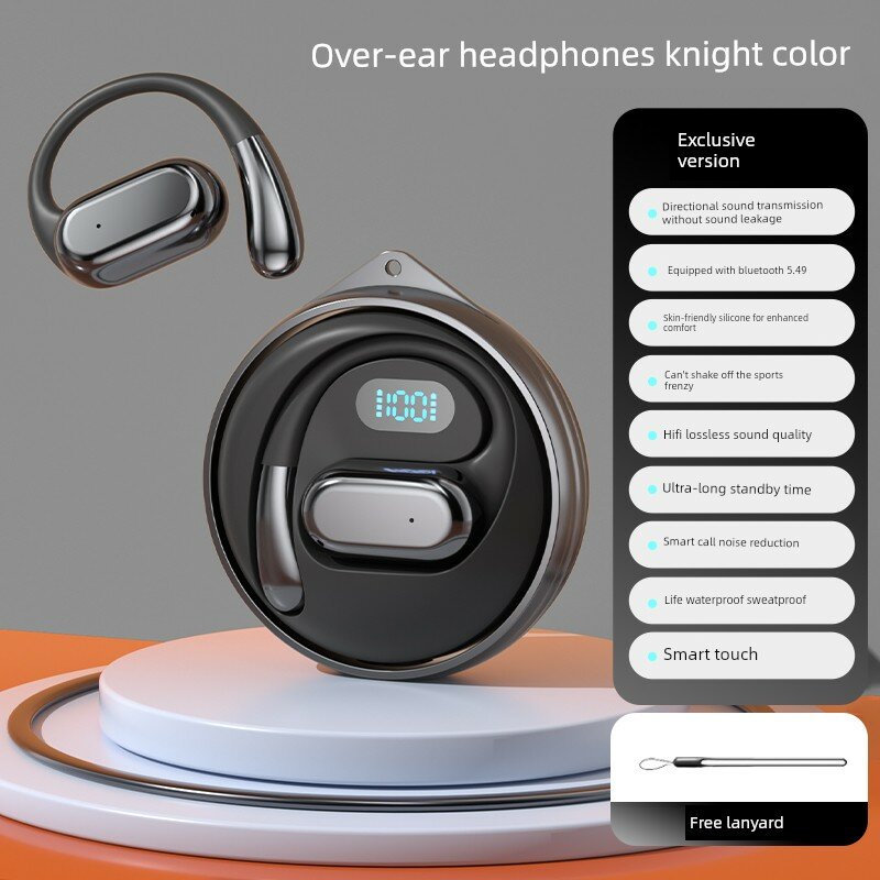 Bluetooth-наушники с костной проводимостью в черном цвете: HIFI звук, низкая задержка для стриминга и игр, 30 часов