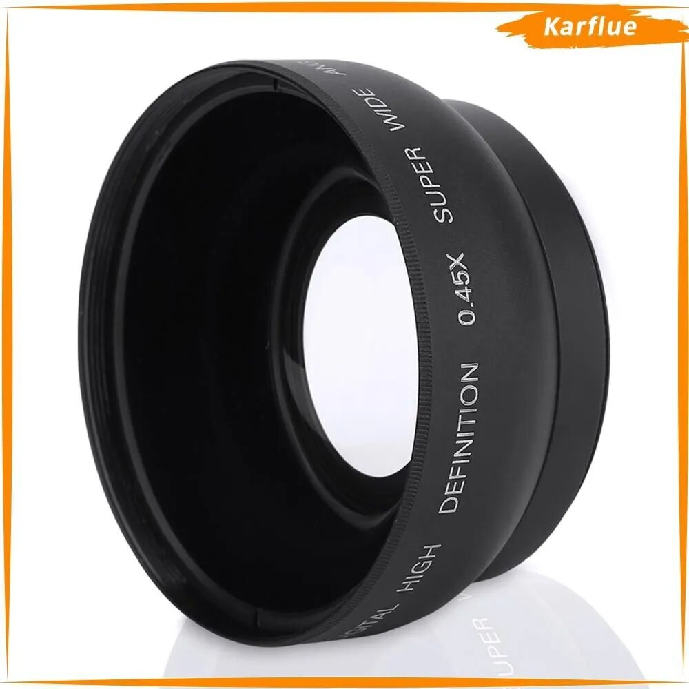 Объектив Karflue для фотоаппаратов, широкоугольный, металлический корпус, черный цвет, со стабилизацией изображения, с блендой и крышкой — фото 1