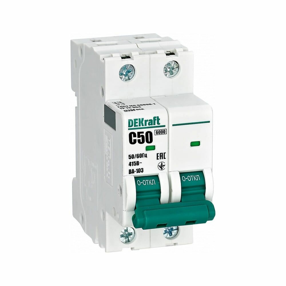 Выключатель автоматический модульный 2п C 50А 6кА ВА-103 DEKraft 12294DEK