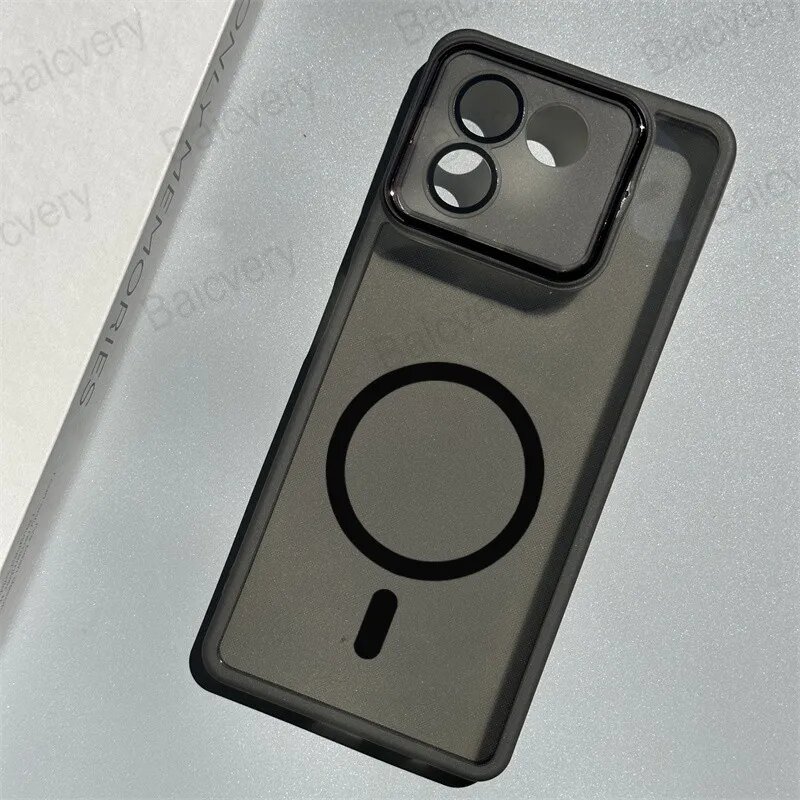 Для Tecno Pova7 4G LJ6/Pova7 Neo Магнитный круг Беспроводная зарядка Серый, Black-1, Tecno Pova7 4G