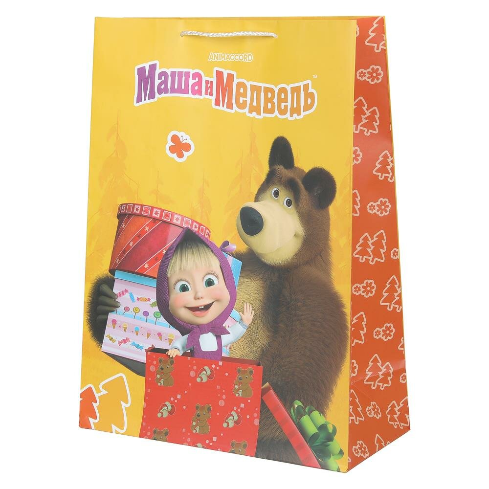 Пакет подарочный для детей "Маша и медведь" 33.5 х 45 х 15см
