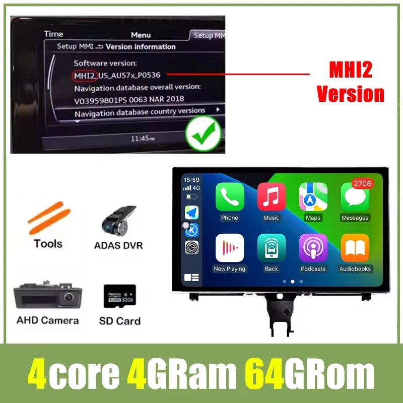9-дюймовый для Audi A6 C7 A7 2012-2018 плеер автомобильный радиоприемник Android 15 MHI2 4G 64G C D