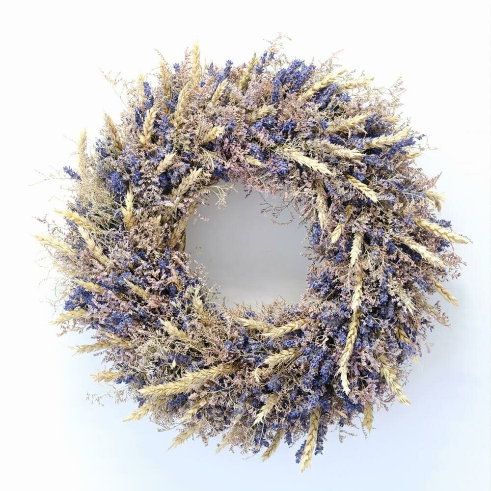 Венок из сухоцветов "Королевство Праздника", лаванда, пшеница