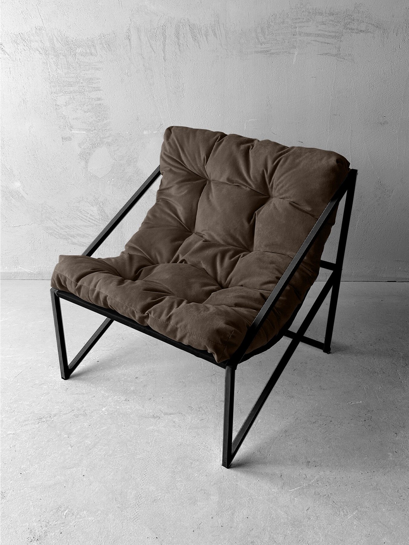 Кресло для отдыха Лофтовик Слэш + Велюр коричневый