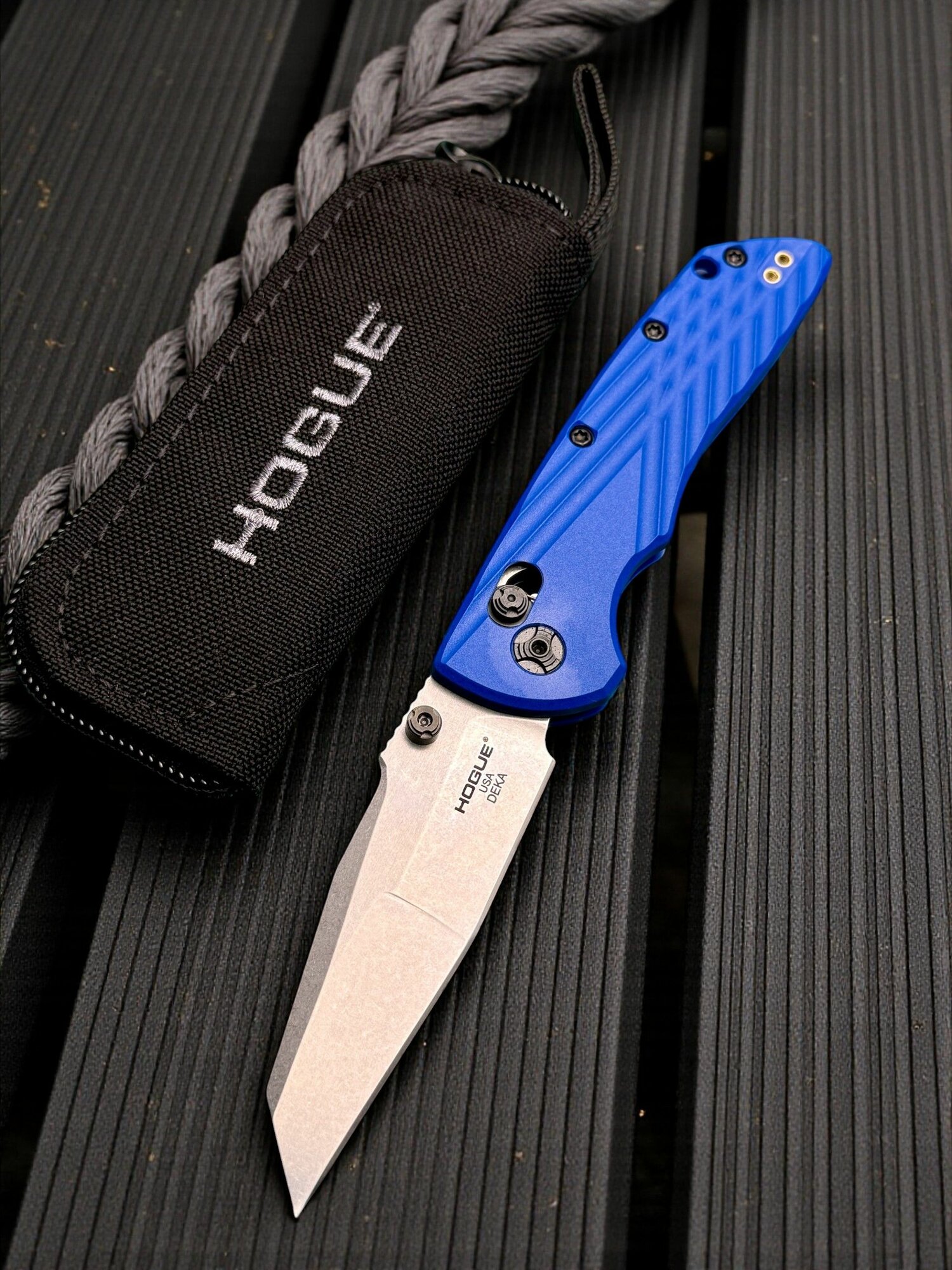Нож складной Hogue HO24363 Deka, MagnaCut Wharncliffe Blade, Blue Handle