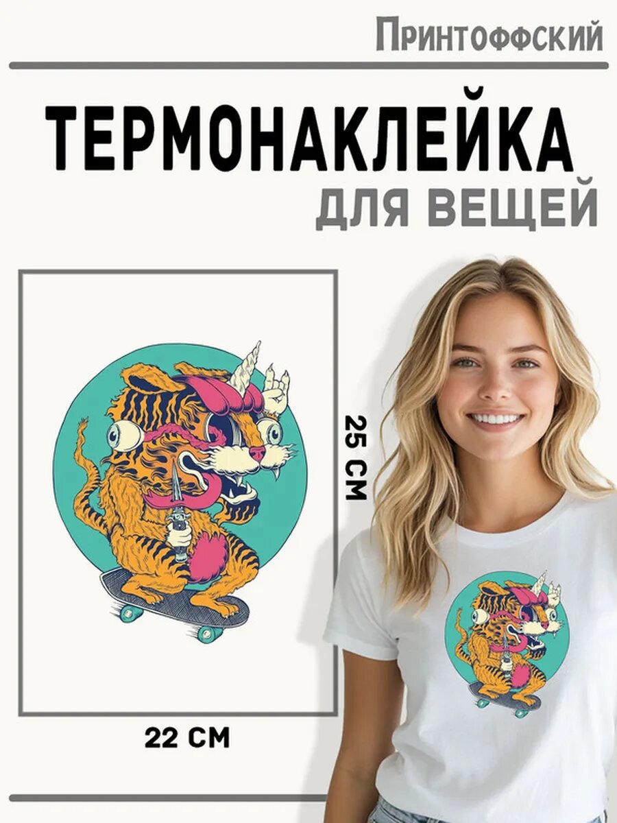 Термонаклейка для одежды и аксессуаров DTF-печать Монстр-Скейтер — фото 1