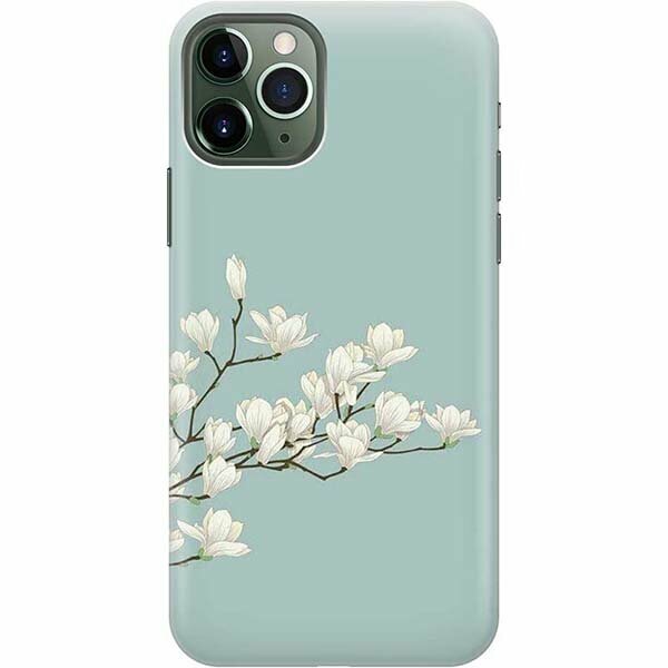 Силиконовый чехол на Apple iPhone 11 Pro Max / Эпл Айфон 11 Про Макс с рисунком "Сакура на голубом"