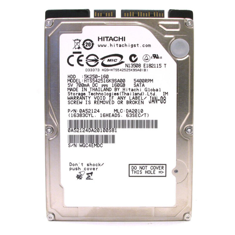 Жесткий диск Hitachi 0A52124 160Gb 5400 SATA 2,5" HDD