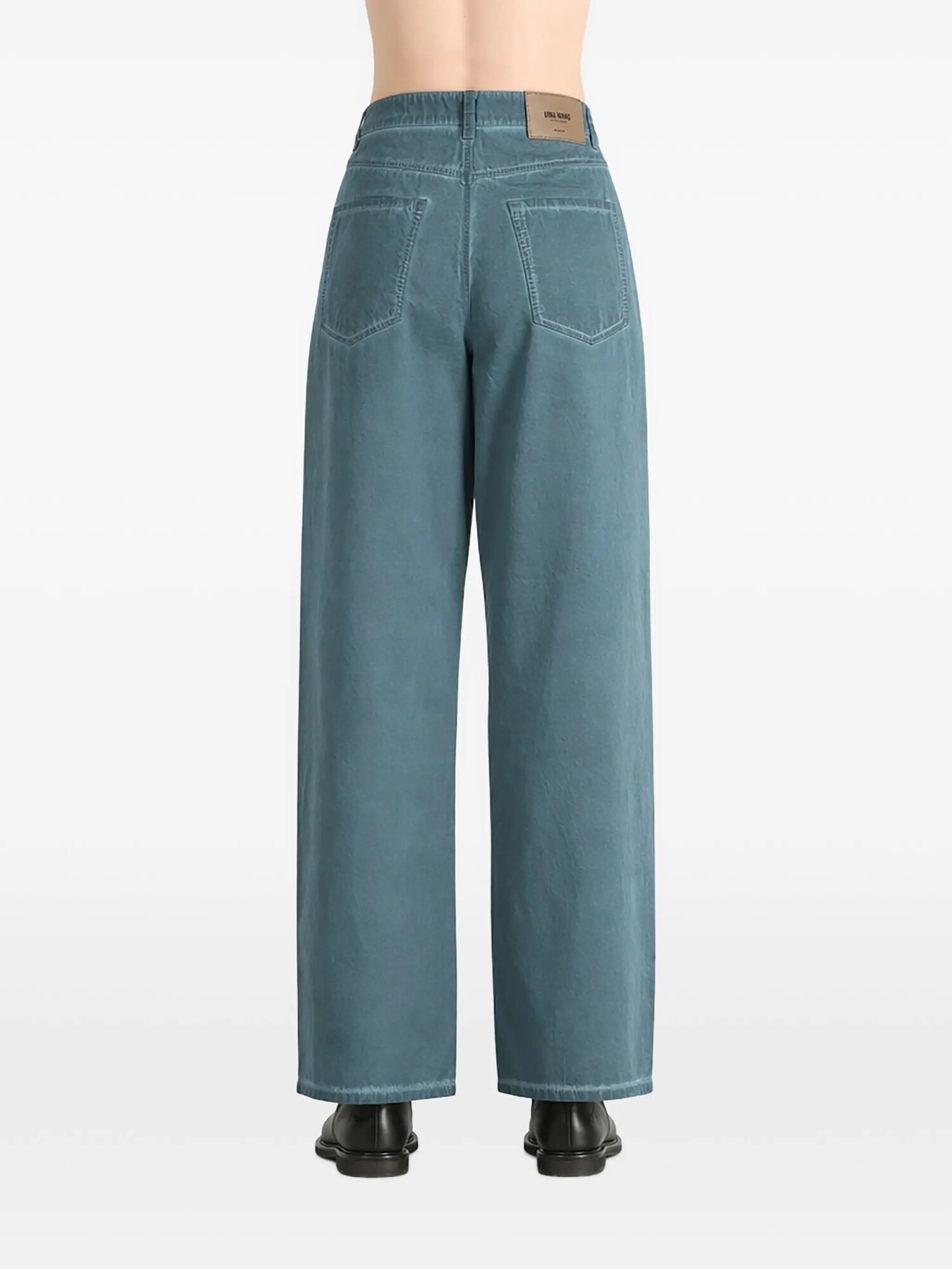 Брюки UMA WANG Straight-leg logo-patch trousers, размер 42, blue — фото 1