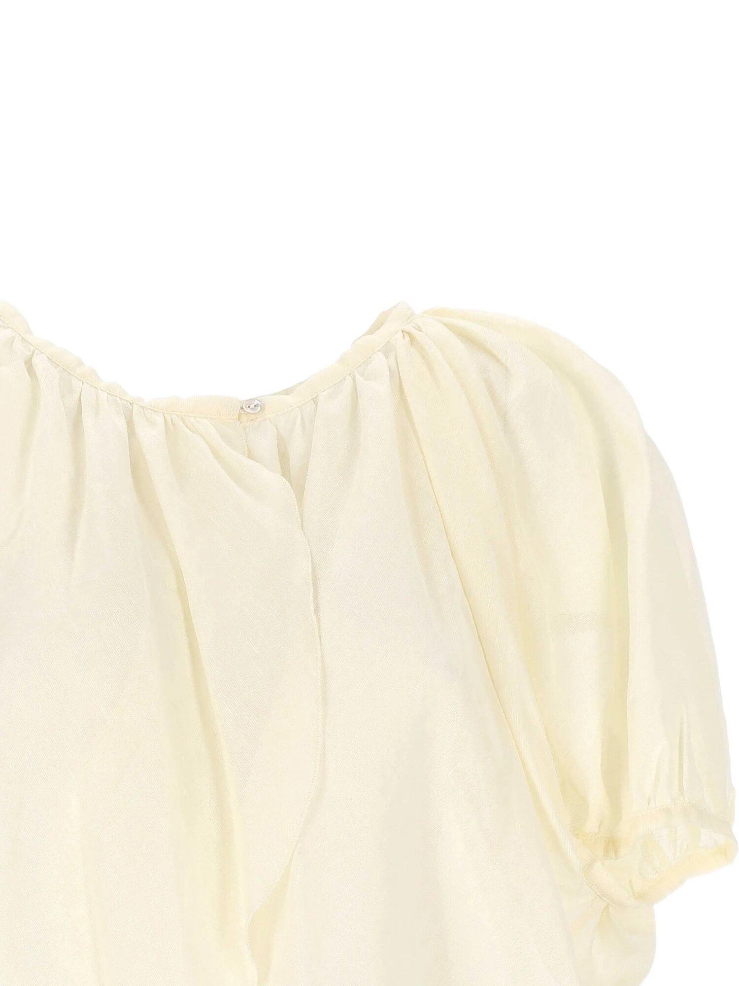 Блуза 120% LINO Gathered puff-sleeve blouse, размер 40 — фото 1