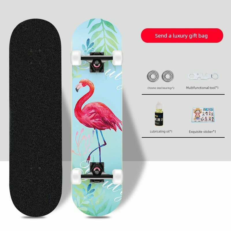 Набор скейтборда Blue Flamingo с односторонними колесами для девочек-новичков 6-12 лет тропический