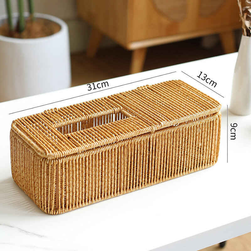 Коробка имитация ротанга светло-коричневая 31x13x9см