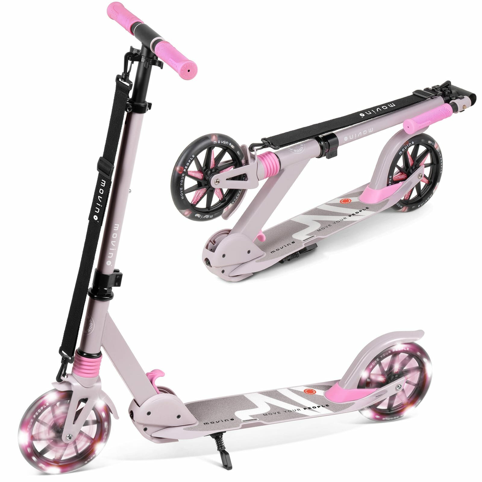 DECATHLON самокат Decathlon Movino City Light, розово-бежевый, 180 мм, 100 кг