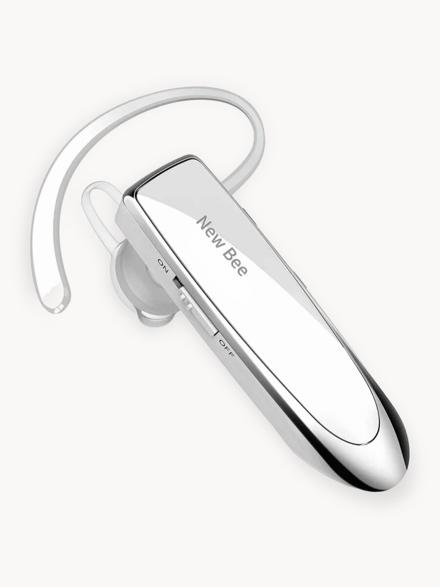 Беспроводная Bluetooth гарнитура NEW BEE LC-B41 с мощным аккумулятором 240мАч с русскоязычными уведомлениями белый