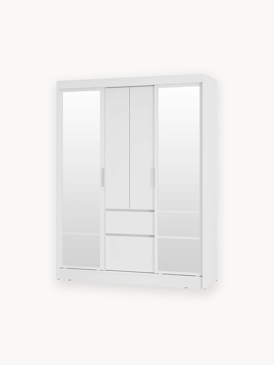 Шкаф-купе для одежды Симпл с зеркалом, ЛДСП (белый), 160х58х210 см