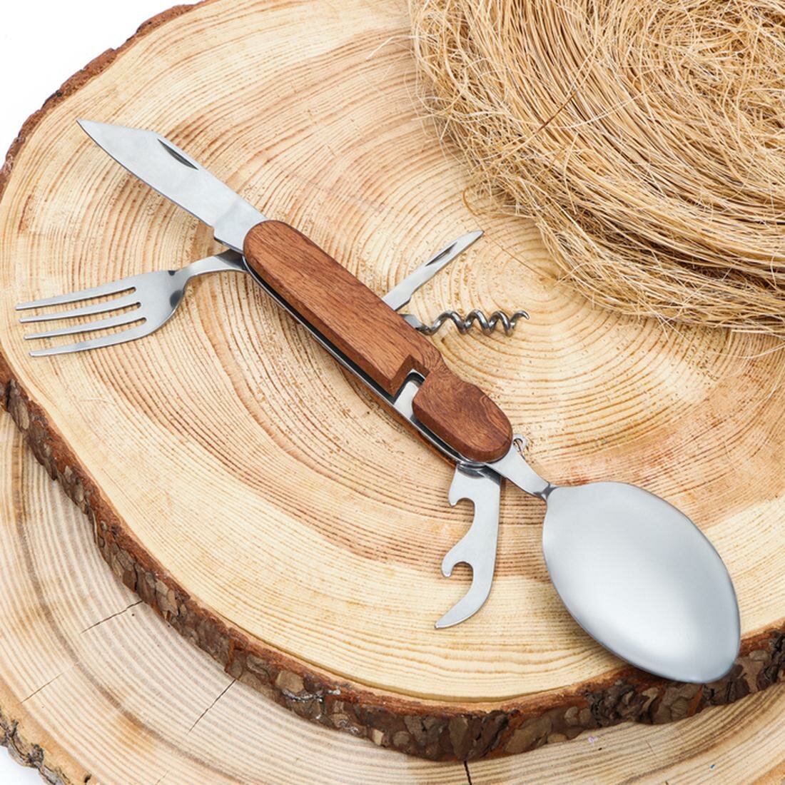 Набор туриста "Путешественник" 6 в 1, металл, пластик, коричневый