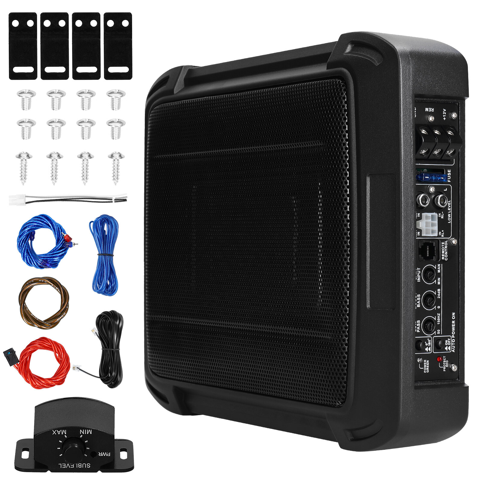 12 Inch 200W Автомобильный Аудио Туалетный Сабвуфер Под Сиденьем Высоковольтный Басовый Колонный Набор С Встроенным Мощным Амплификатором Для Автомобиля Грузовика SUV RV Черного Цвета Размером 8 * 12 Inch Материал Алюминиевый Сплав