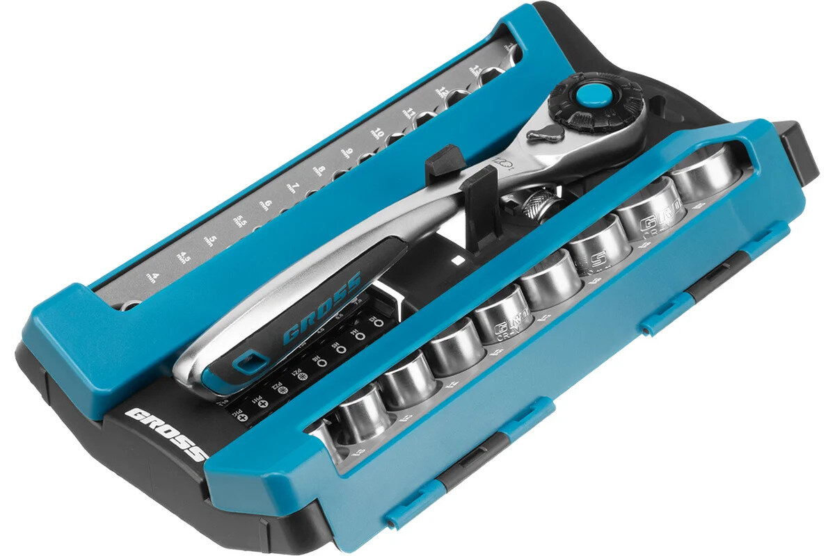 Набор торцевых головок, трещотка 120зуб, 41 предм. GROSS 14143