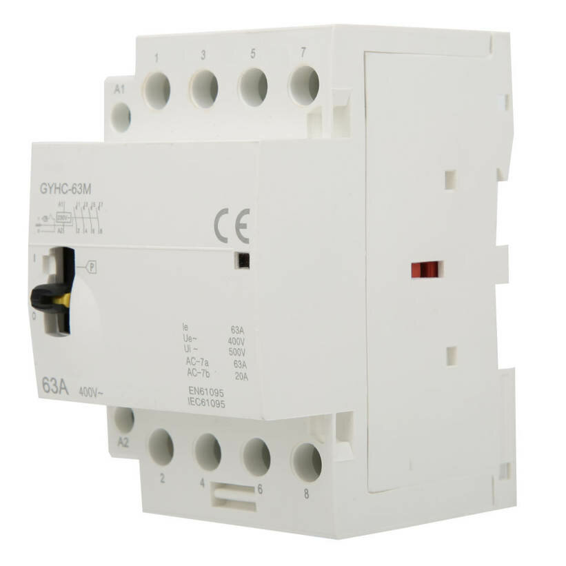 Контактор переменного тока 4P 63A 220V 50Hz DIN Rail бытовой с ручным управлением переключателем