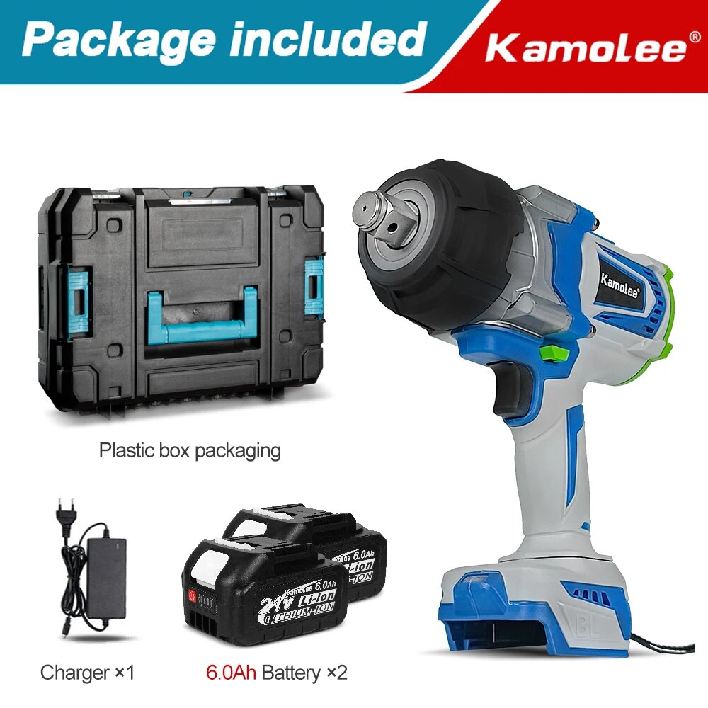 Аккумуляторный ударный гайковерт Kamolee 4100NM 2x6.0Ah Plastic