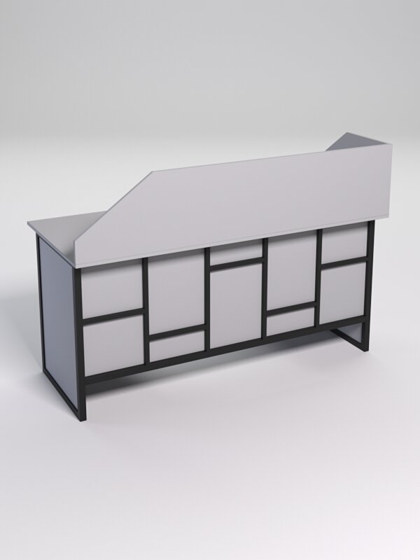 Стол двухтумбовый офисный С-07 с экраном "стронг" в стиле лофт декор №3, Серый