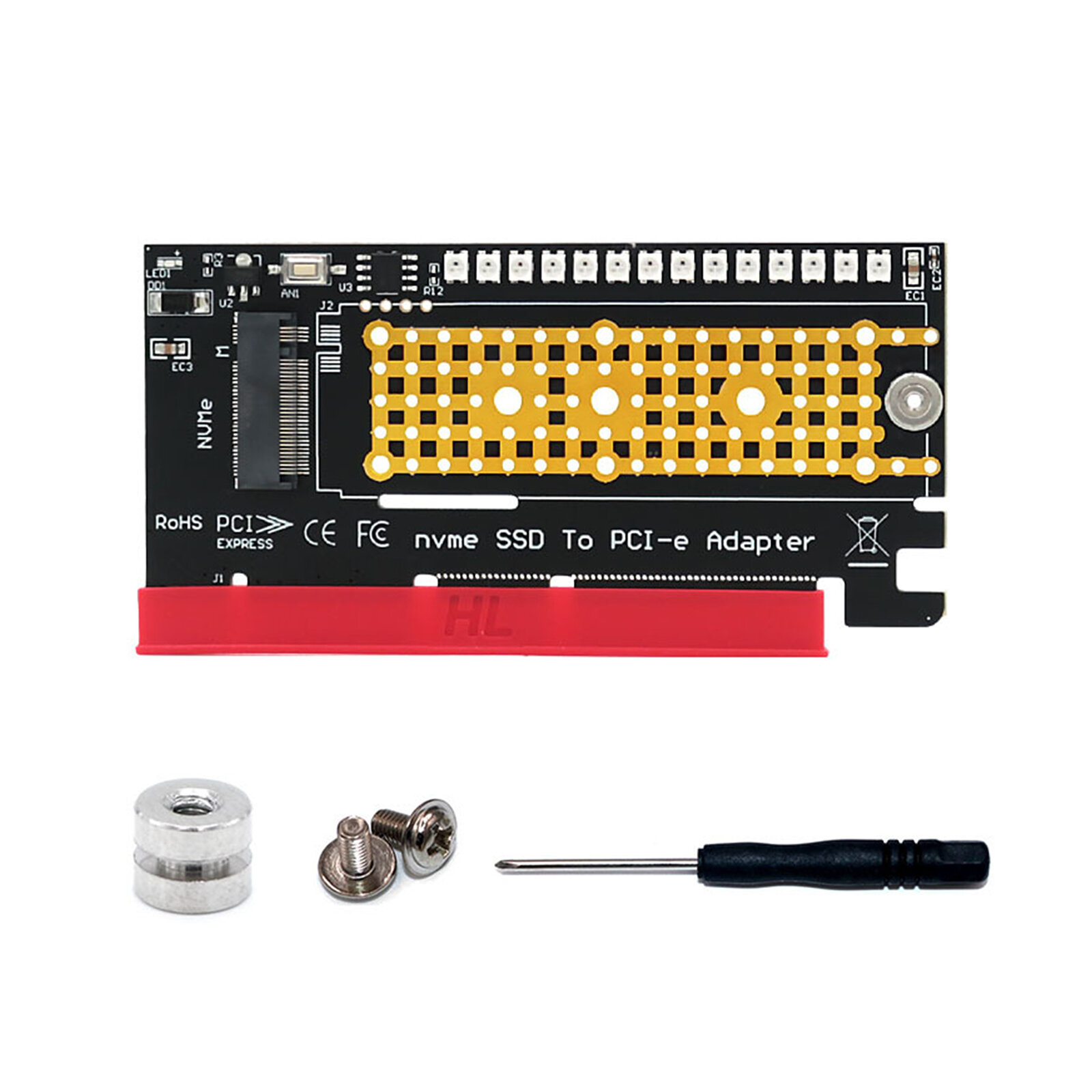 M2 NVME Адаптер PCIE к M2 Riser для M.2 NVME SSD к PCI для Express X4 X8 X16 Конвертер Дополнительных плат для w / LED для Chi