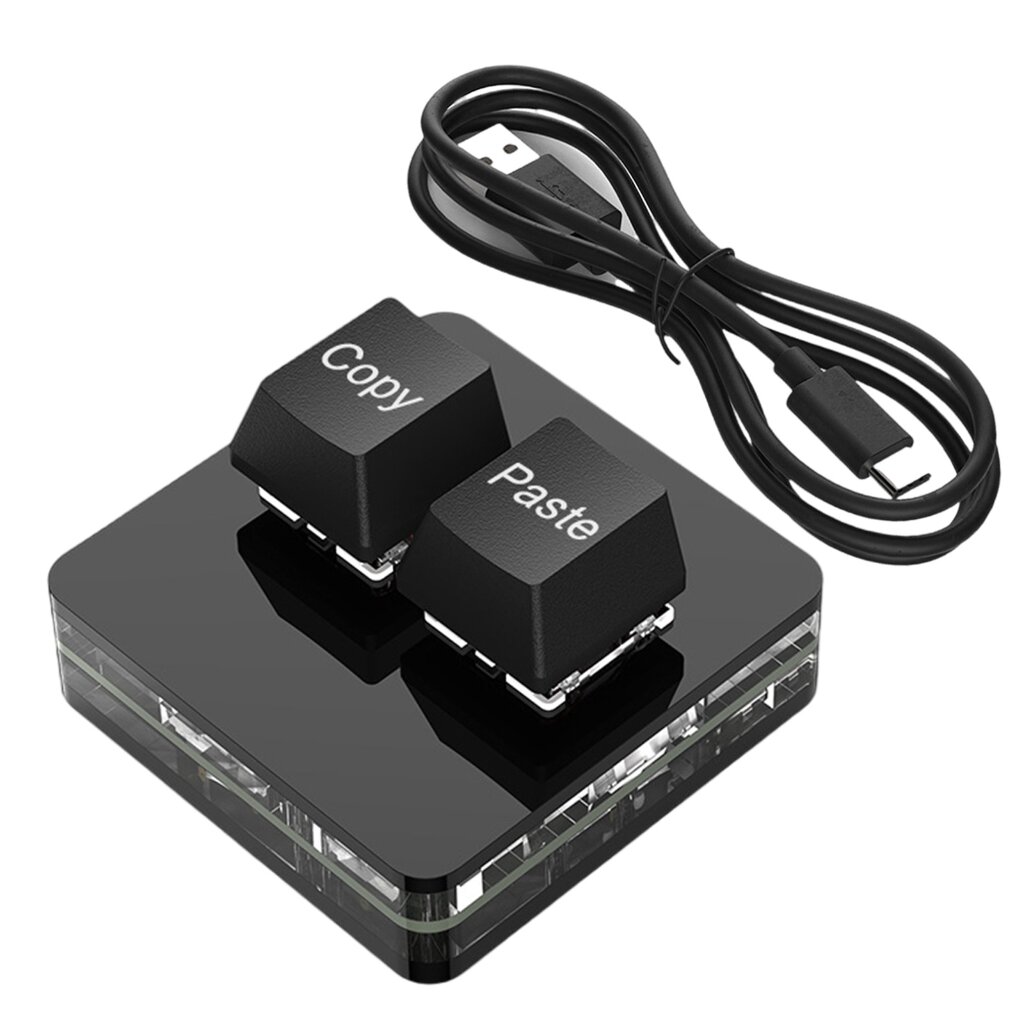 Пользовательские сочетания клавиш клавиатуры mini 2 с двумя клавишами копирования и вставки hot plug-черный-Английская версия