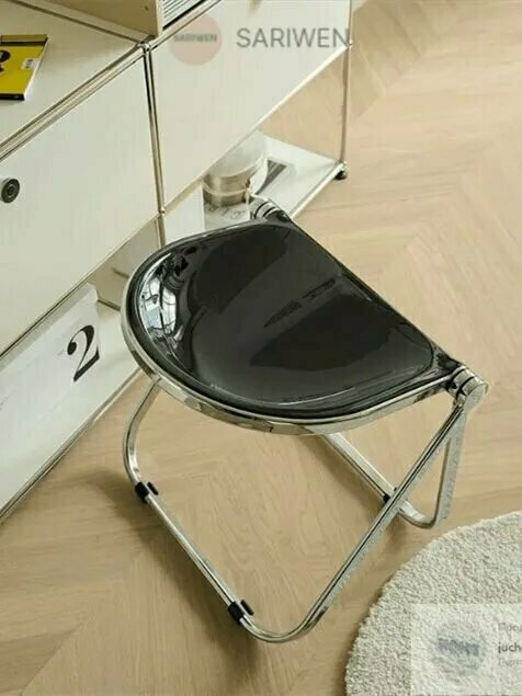 Стул SARIWEN, откидной, металлический, полукруглый, черный, 43х43х45 см