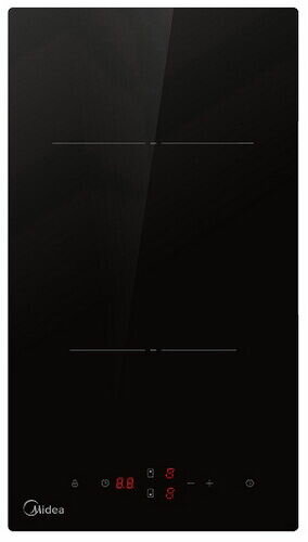 Варочная панель Midea MCH32203 черная, 28,8 см, 2 конфорки Hi-Light, таймер, блокировка