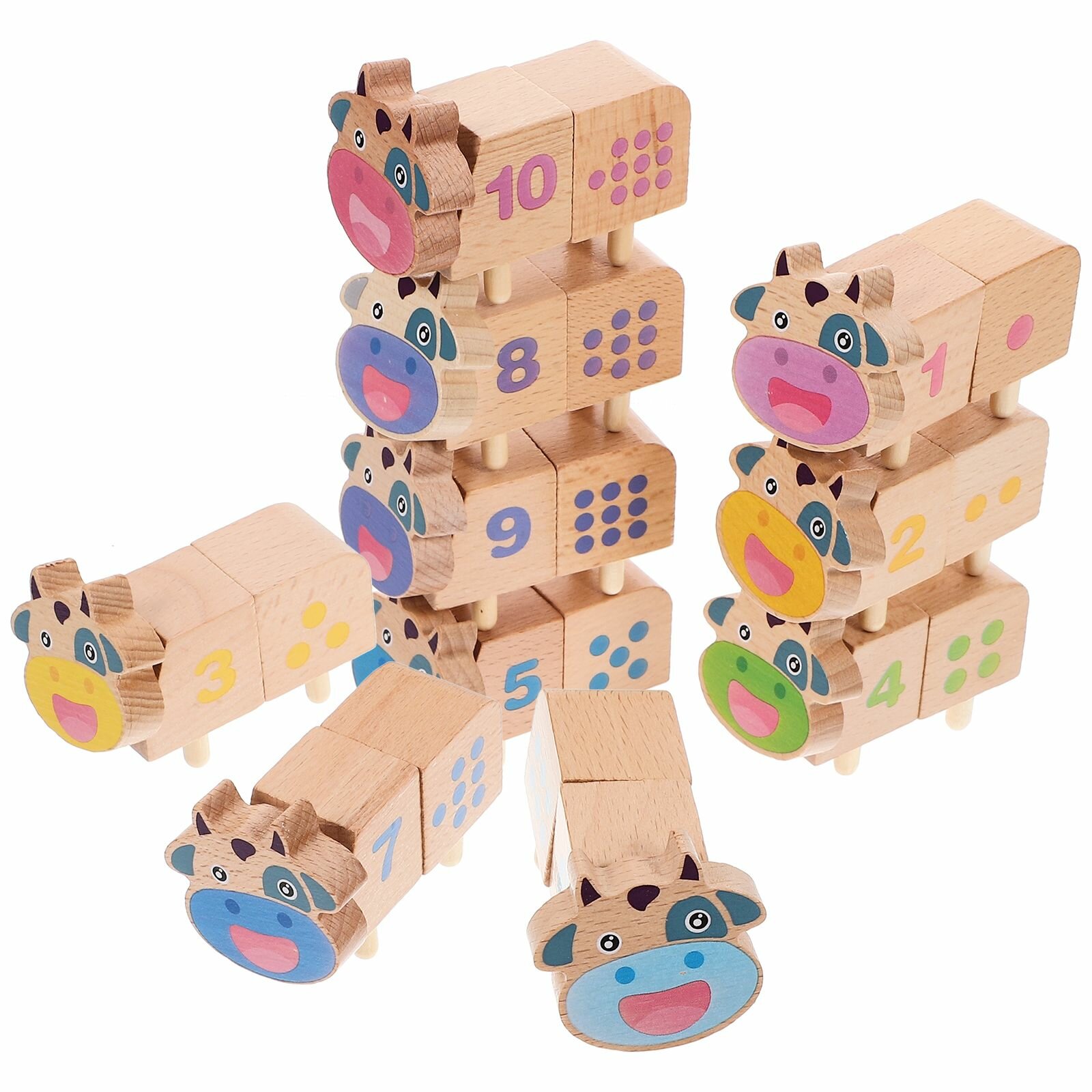 Педагогический инструмент из дерева, кубики для построения башен, помогает сосредоточиться, размер 7x4 см