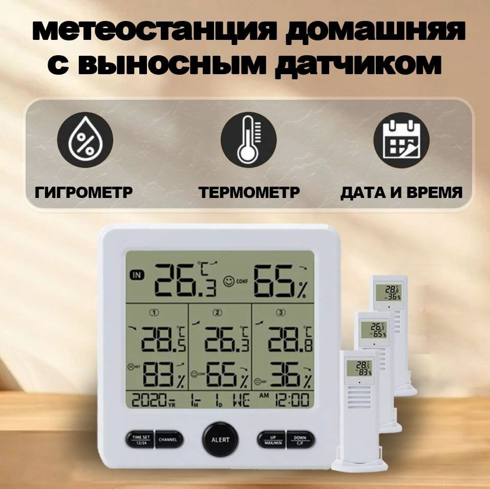Метеостанция домашняя с выносным датчиком беспроводным термометр гигрометр