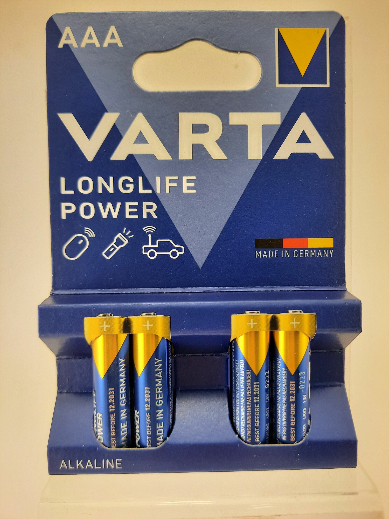 Батарейка (4шт) щелочная VARTA LR03 AAA LongLife Power 1.5В