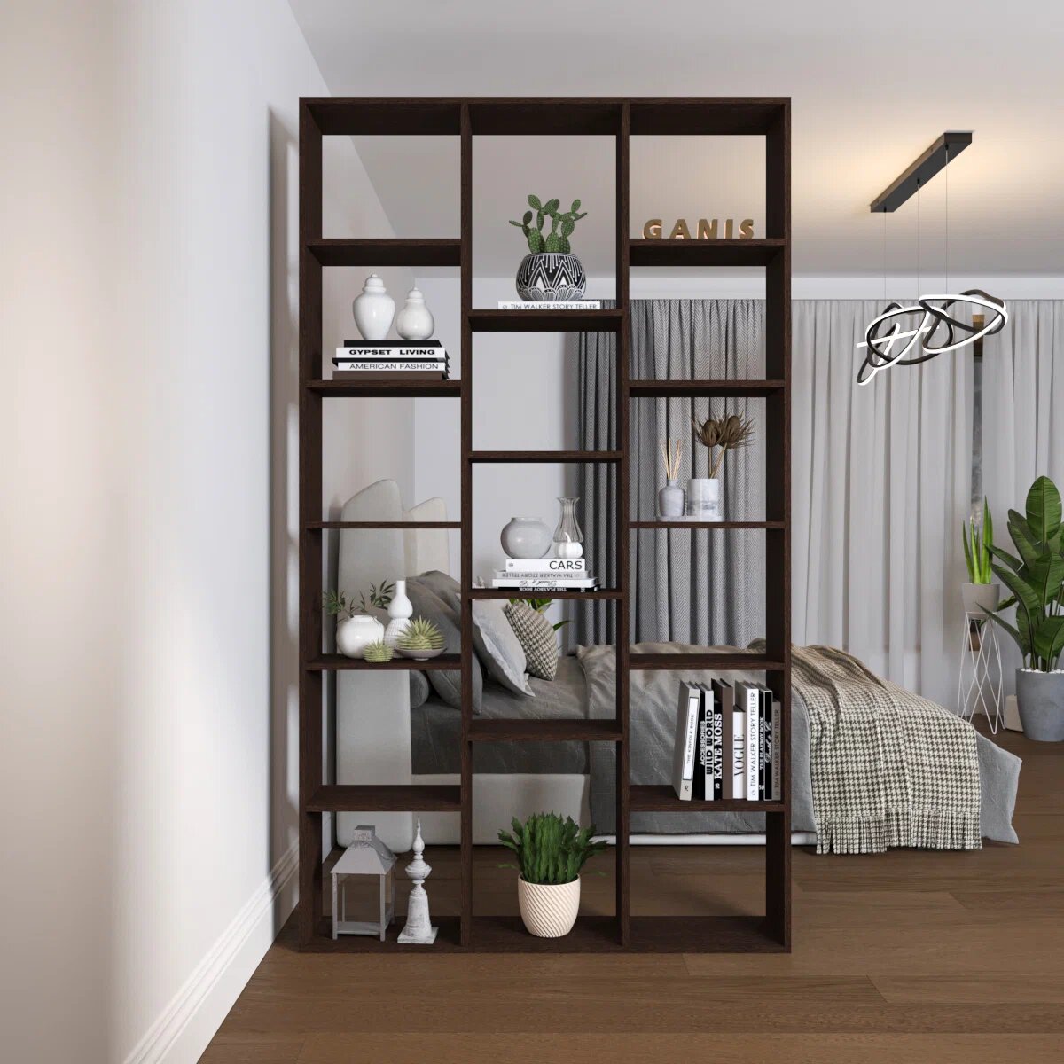 Стеллаж Перегородка модель Стиль 3 (ШхВхГ) 113х200х22см, цвет Дуб Венге