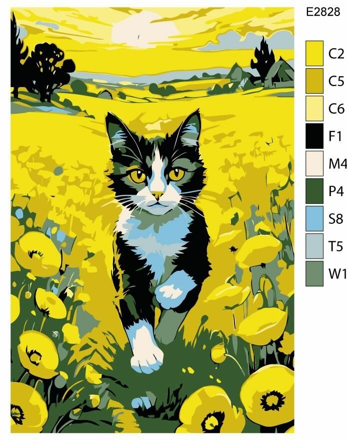 Детская картина по номерам E2828 "Котик" 20x30