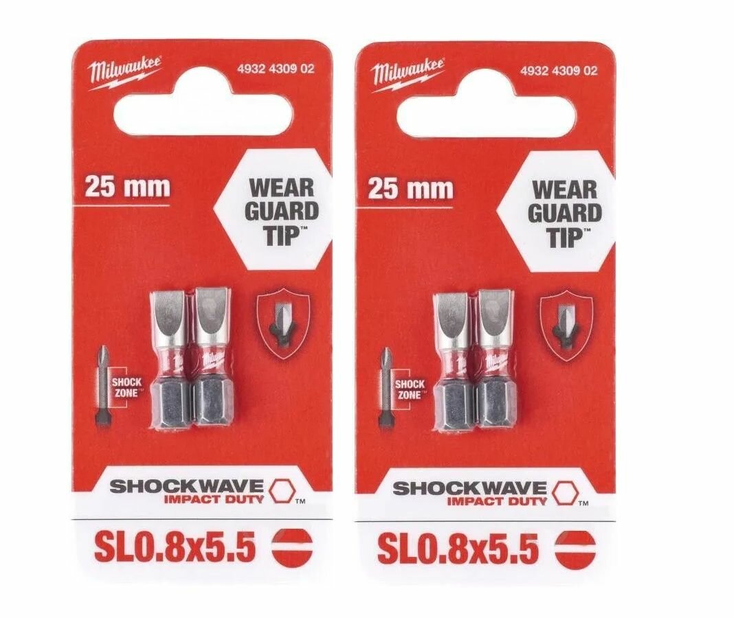 Биты SL Milwaukee Shockwave (SL 0.8x5.5, 25 мм, 4 шт.)