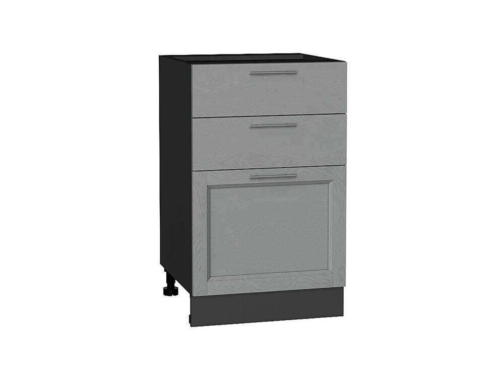 VVT Шкаф нижний с 3-мя ящиками Сканди Graphite, Grey Softwood, 500 В*Ш*Г 816*500*480, фасад МДФ Grey Softwood, корпус Graphite Grey Softwood