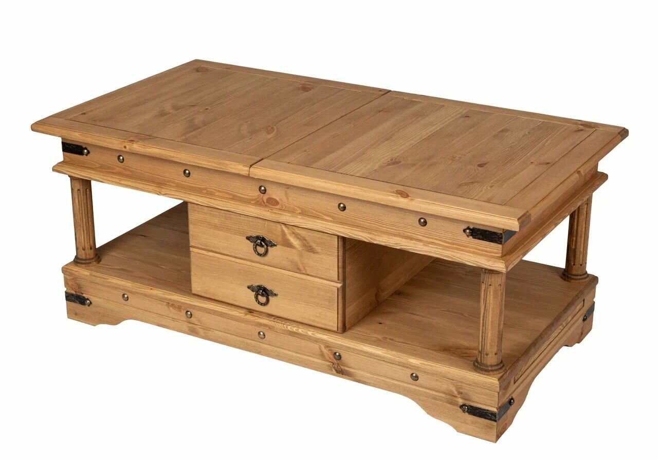 Стол журнальный "консул" из массива сосны (старение) (раздвижной)