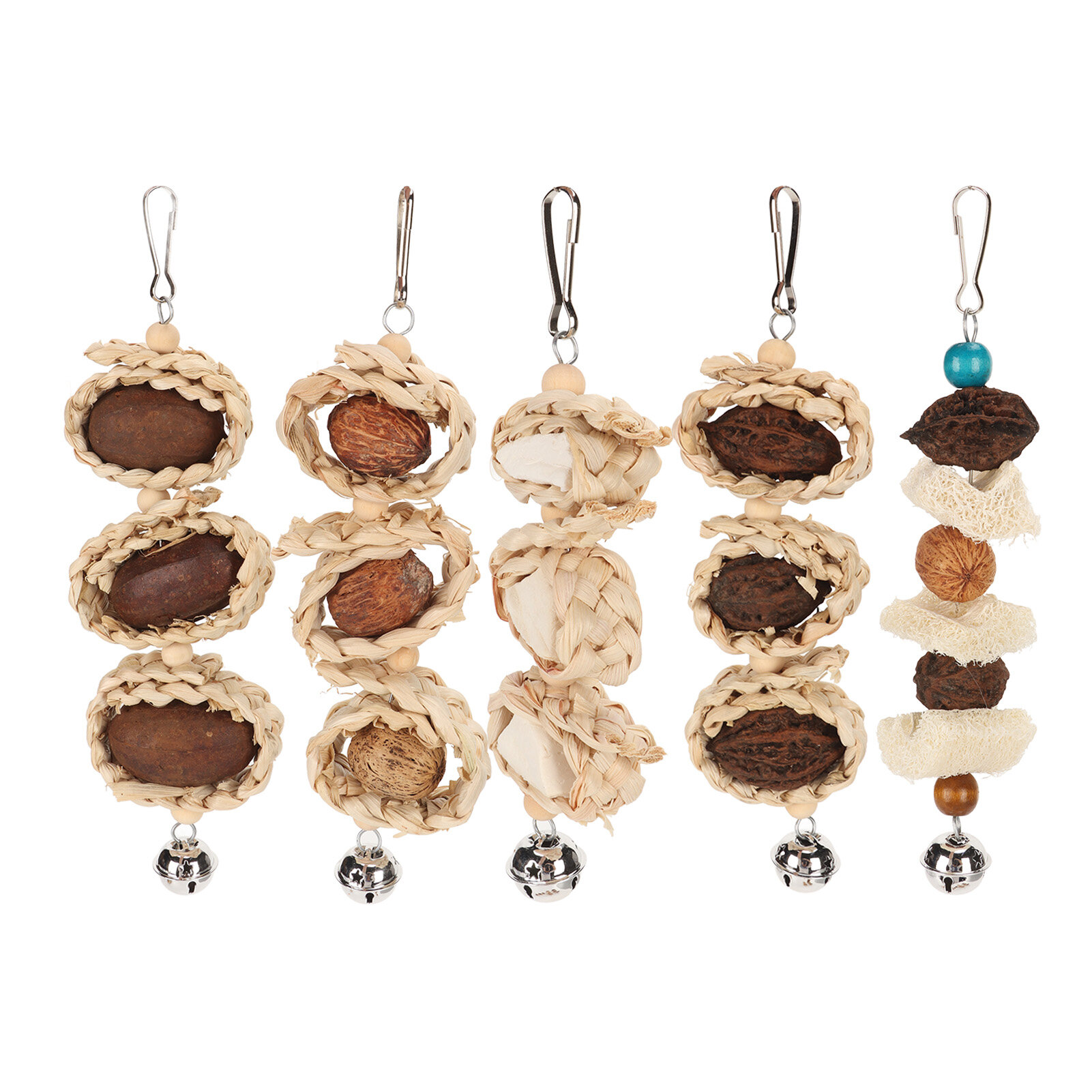 5 шт. жевательная игрушка для попугая каракатица устойчивая к укусам кукурузные листья орехи жевательные игрушки для птиц с колокольчиком для попугая подвесная клетка игрушка