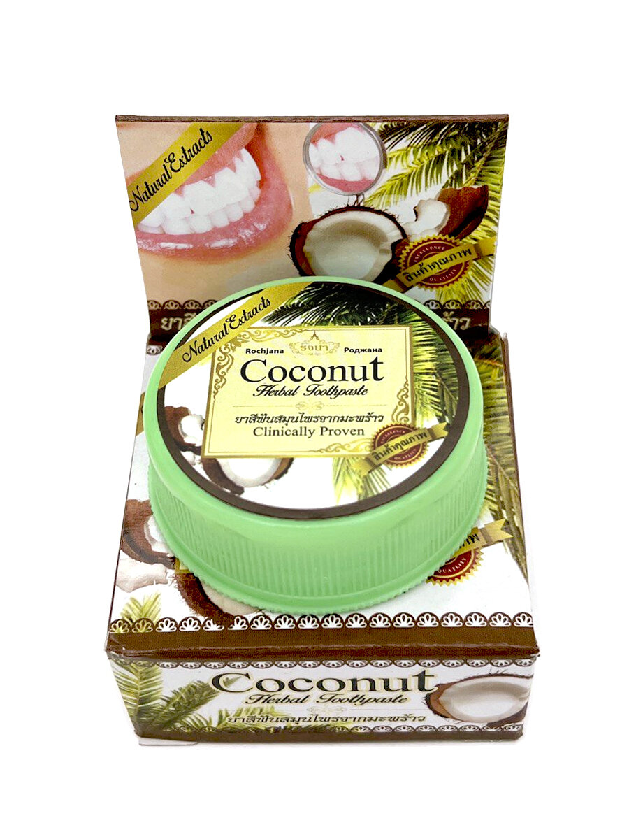 Rochjana Зубная паста отбеливающая растительная с экстрактом кокоса Coconut Herbal Toothpaste, 30 г