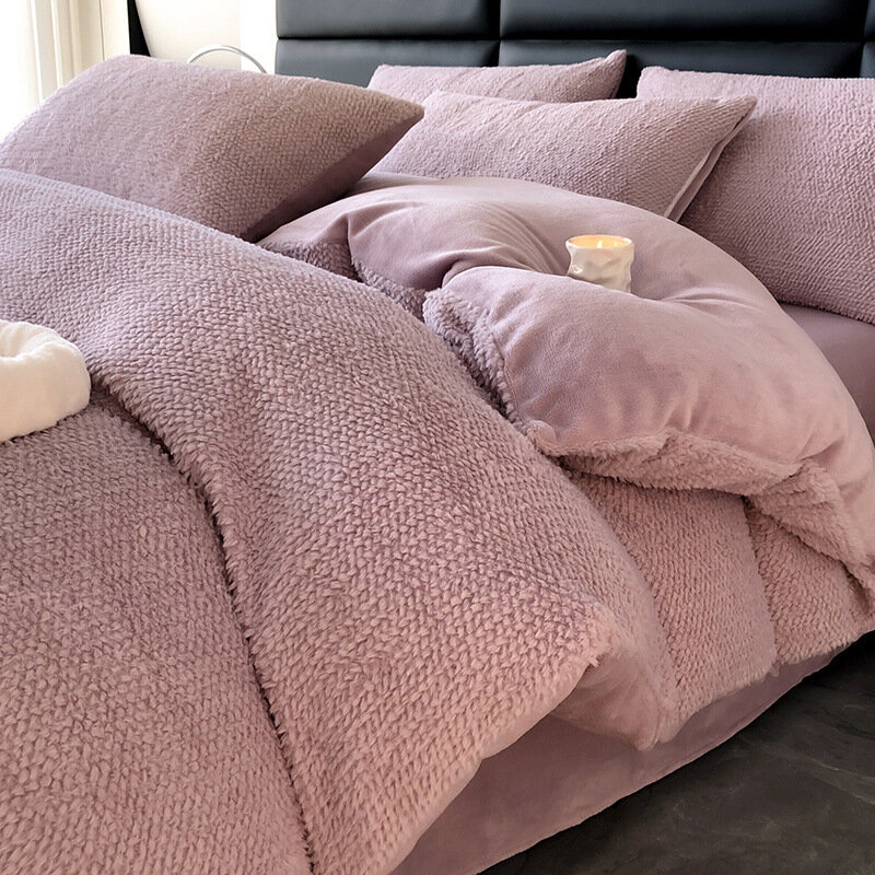 Комплект постельного белья Lee Childe "Корейский стиль", молочный бархат, стеганое одеяло, 4 шт