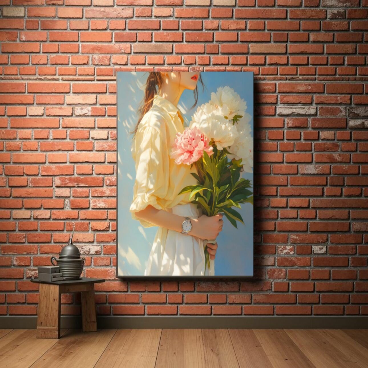 Картина для интерьера Девушка с пионами, 30*40 см