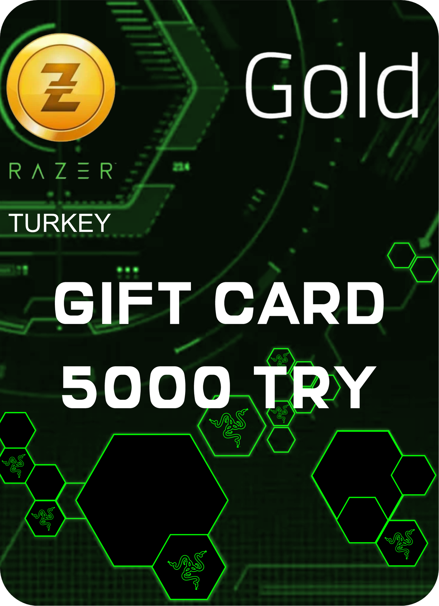 Подарочная карта Razer Gold 5000₺ Турция / Gift Card Razer Gold 5000₺ Turkey