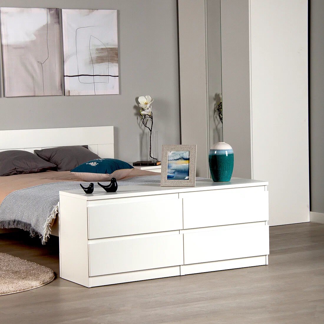 Комод "Кастор" 4 выдвижных ящика, белый, 54,2 см х 40 см х 130 см