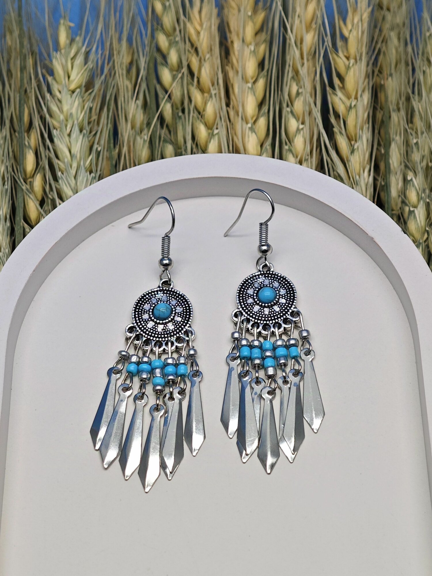 Серьги be self true, эмаль, бирюза синтетическая