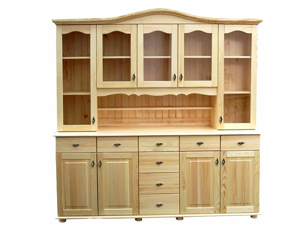 Буфет Витязь №7 из Массива сосны, 200х50х200 см, классический орех 2